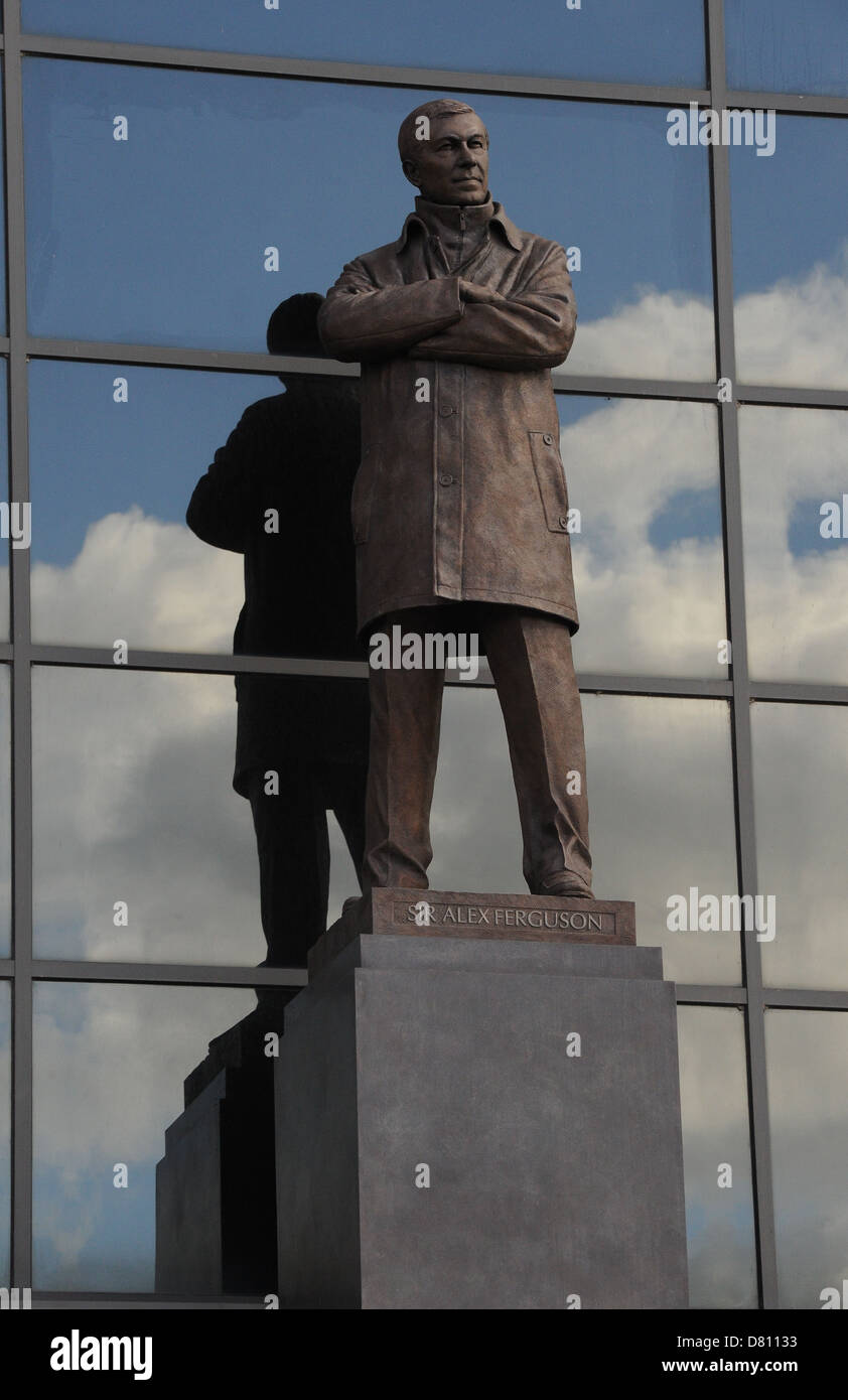Statue of Sir Alex Ferguson outside The Sir Alex Ferguson Stand, Old ...