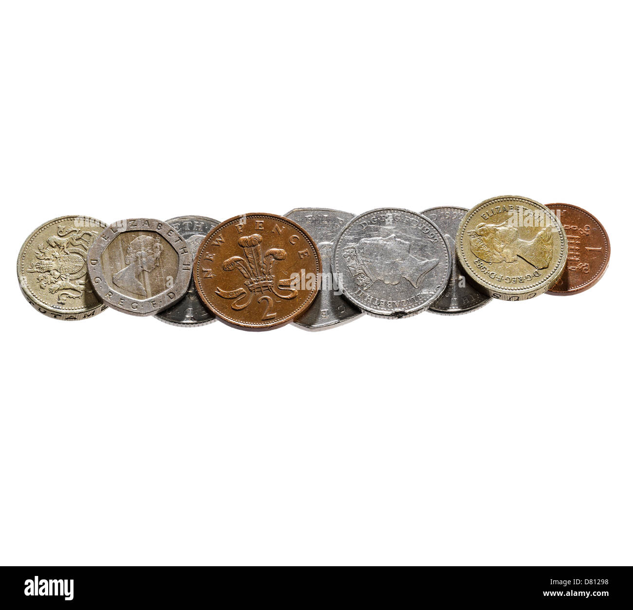 UK Coin font numbers letters words Stock Photo - Alamy