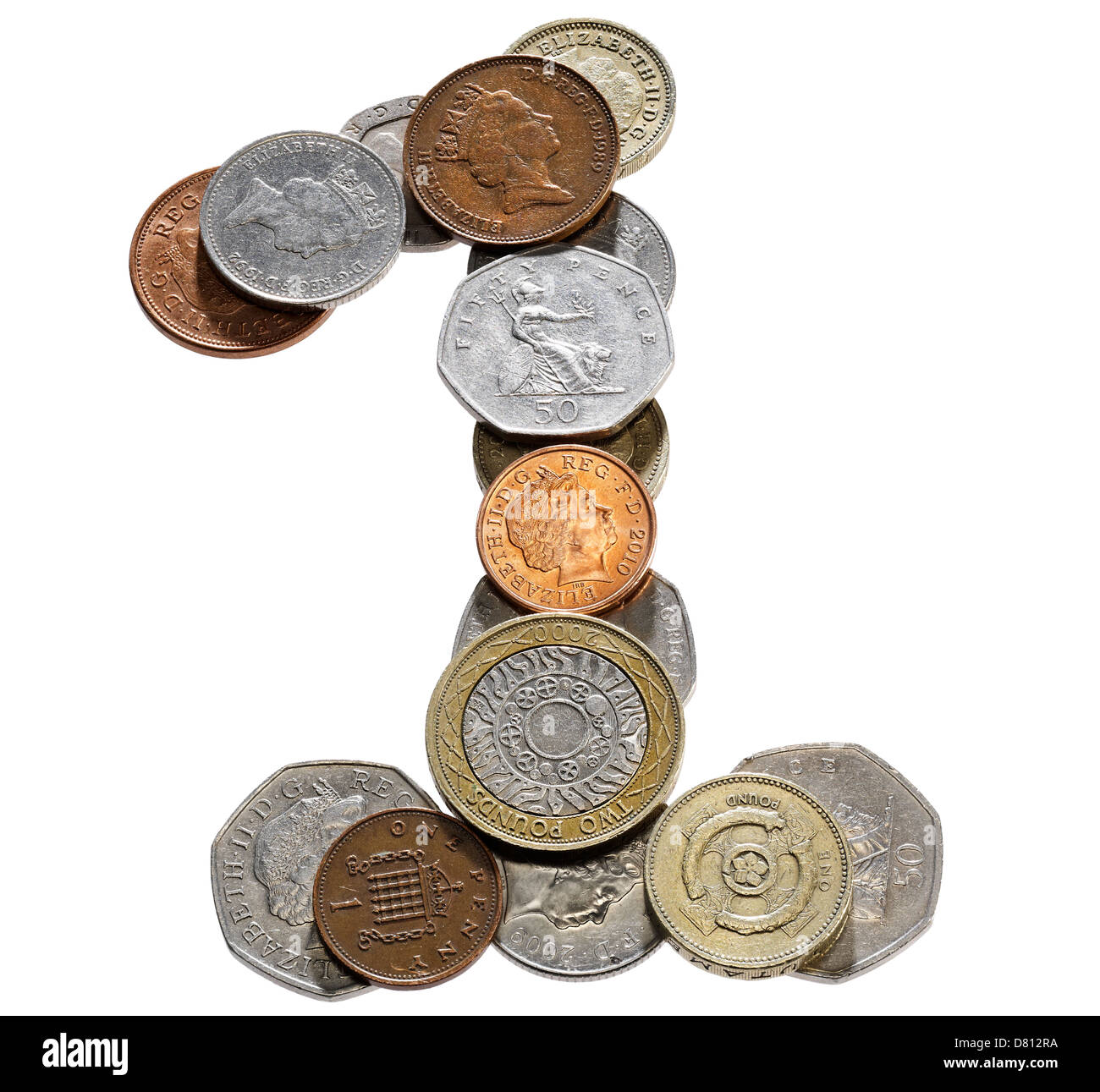 UK Coin font numbers letters words Stock Photo - Alamy