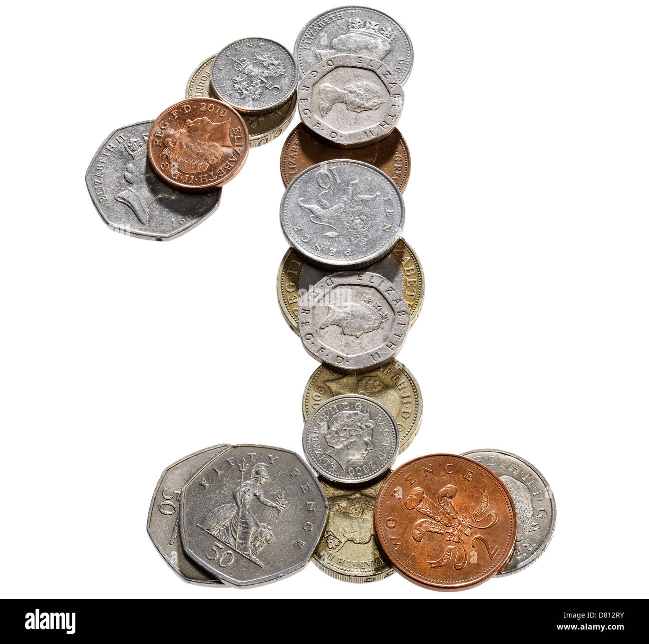 UK Coin font numbers letters words Stock Photo - Alamy