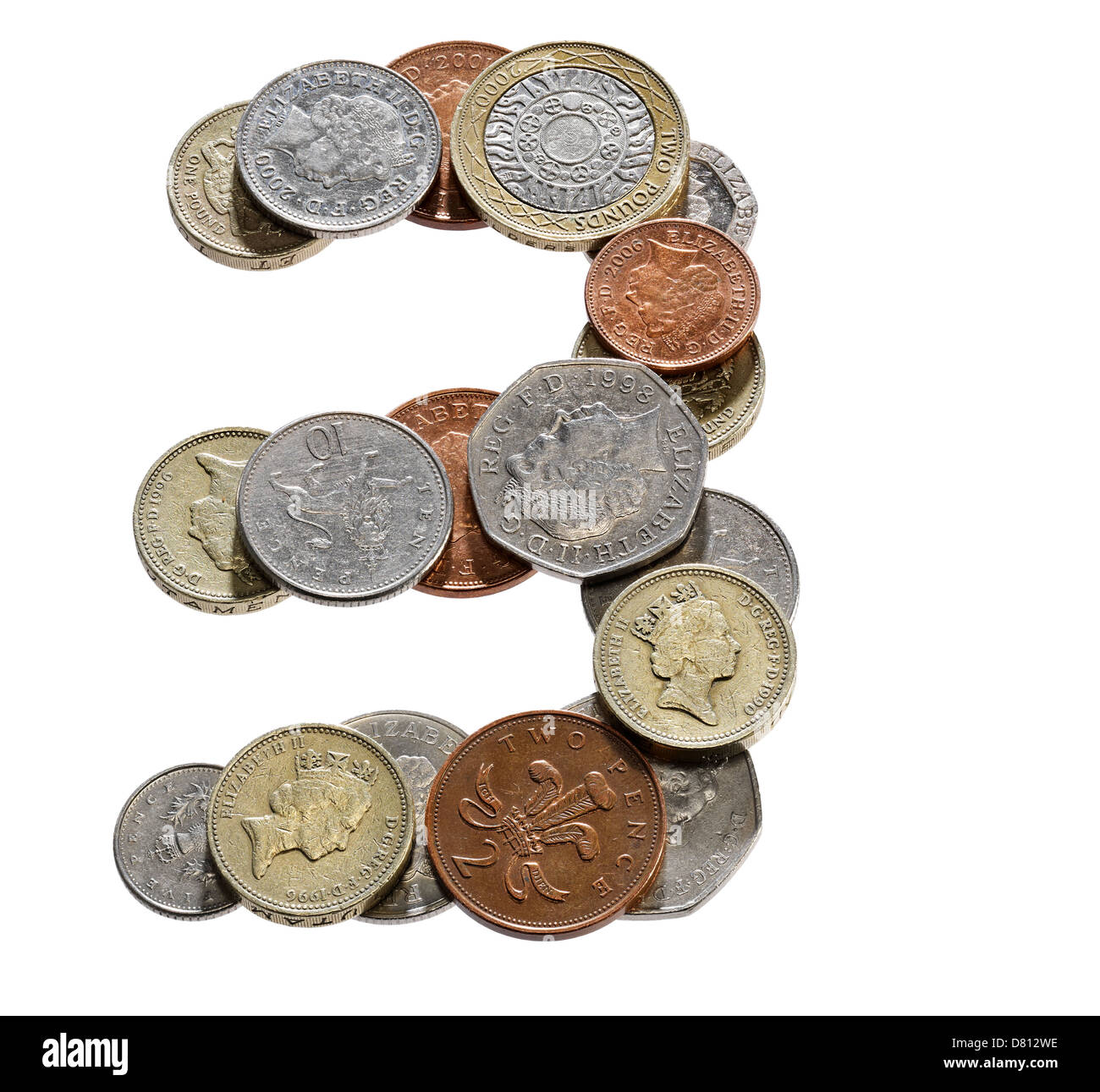UK Coin font numbers letters words Stock Photo - Alamy