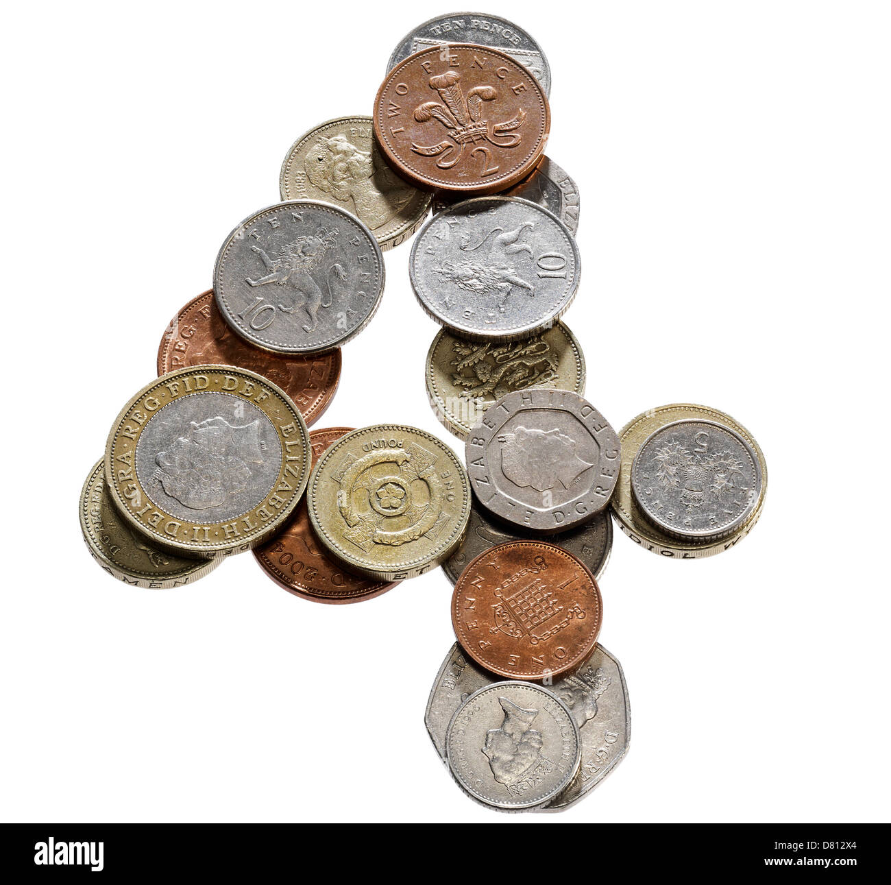 UK Coin font numbers letters words Stock Photo - Alamy