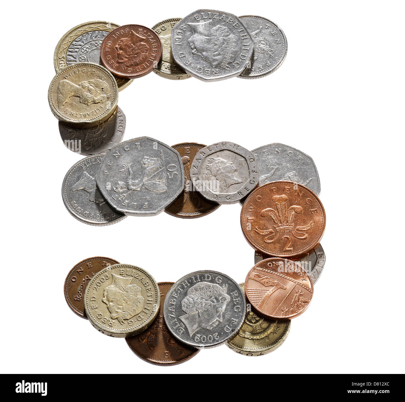 UK Coin font numbers letters words Stock Photo - Alamy