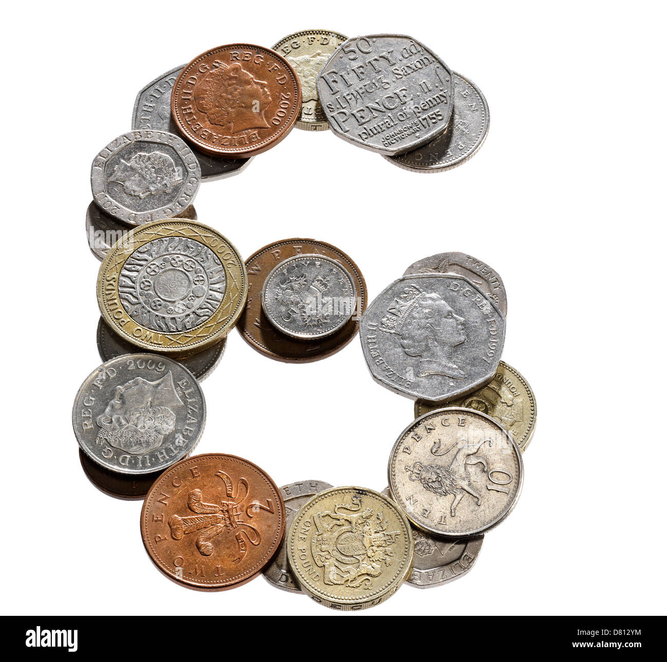 UK Coin font numbers letters words Stock Photo - Alamy