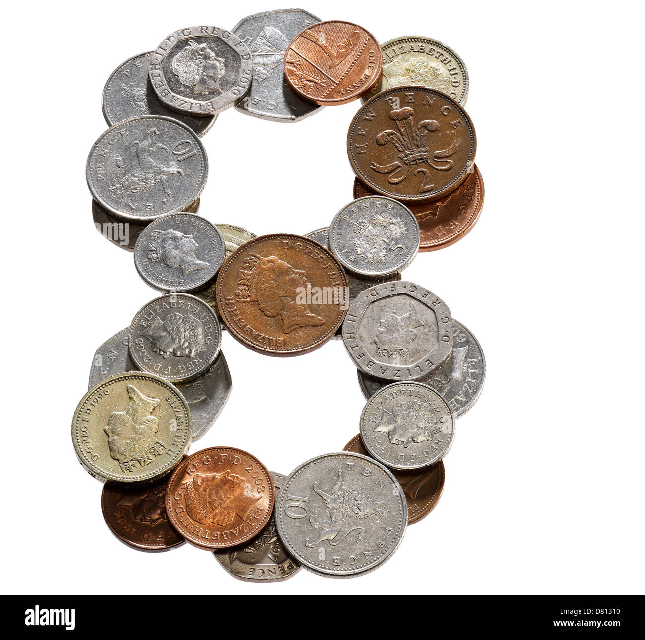 UK Coin font numbers letters words Stock Photo - Alamy