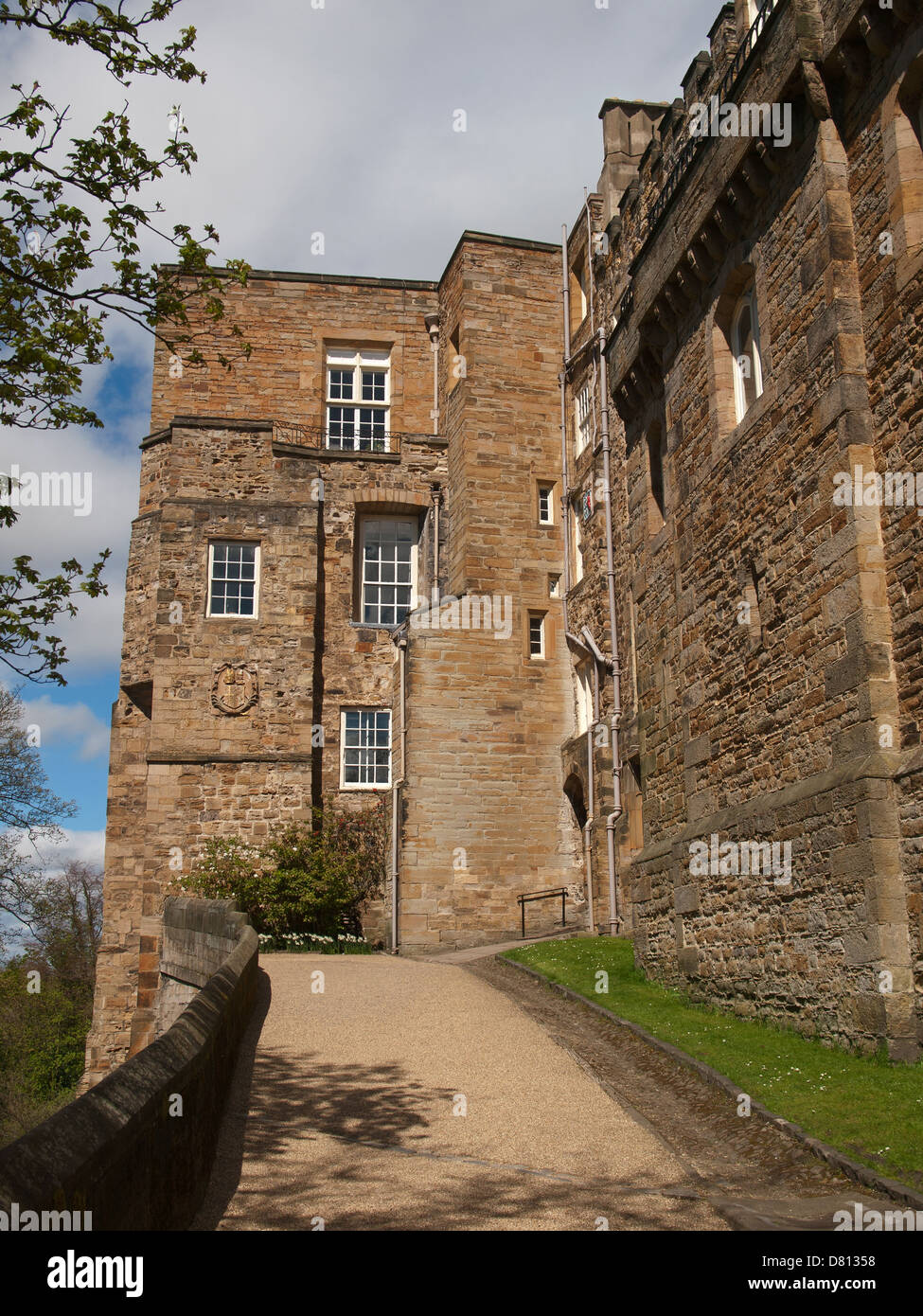 Pathway from the riverbank up to the west side of Durham Cathedral ...