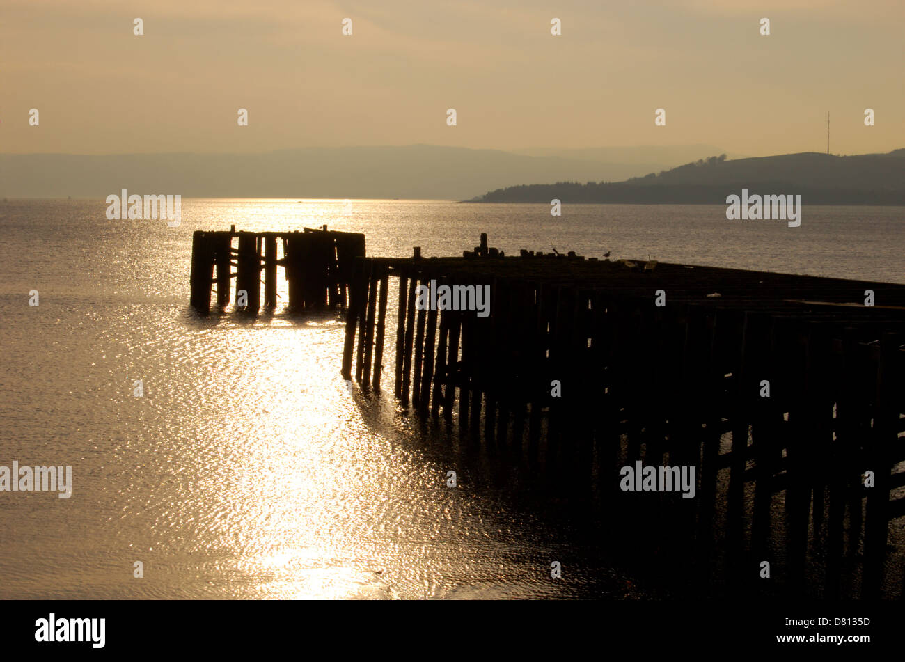 Derelict pier at Craigendoran on the Firth of Clyde, Scotland Stock ...