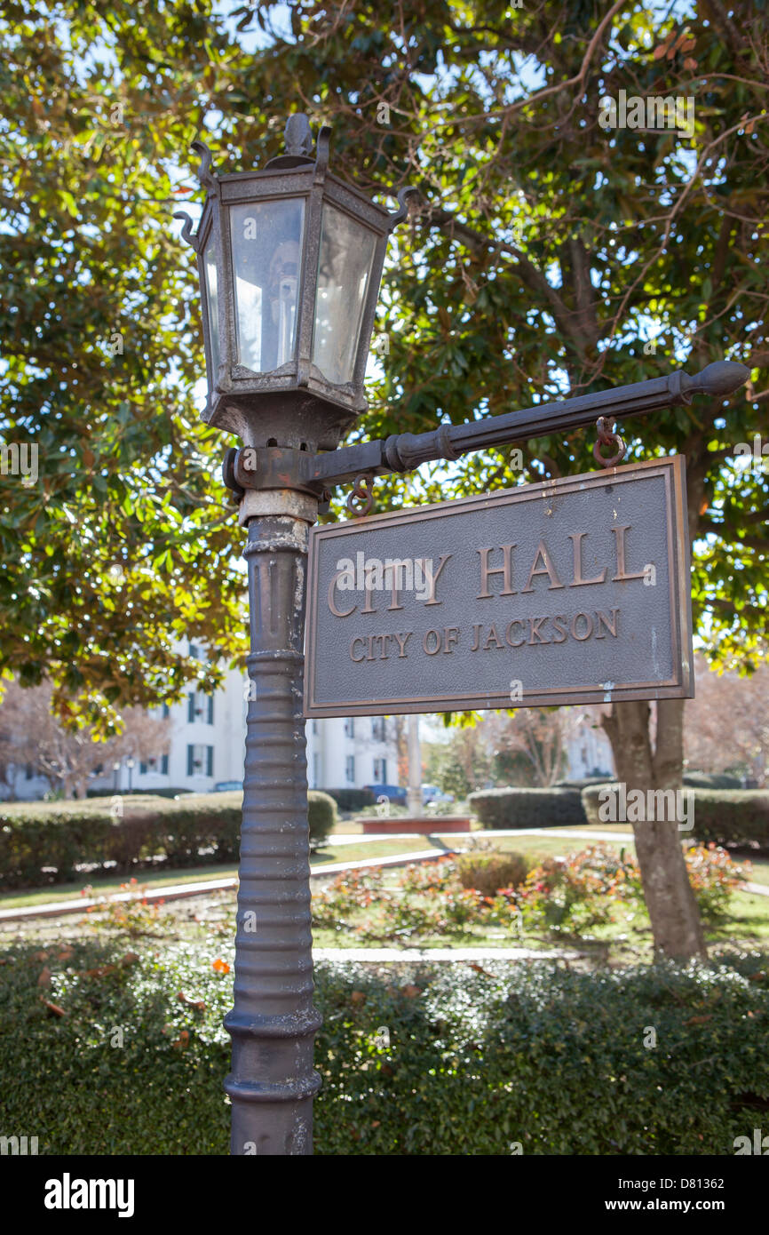 City Hall sign, Jackson, Mississippi, USA Stock Photo - Alamy