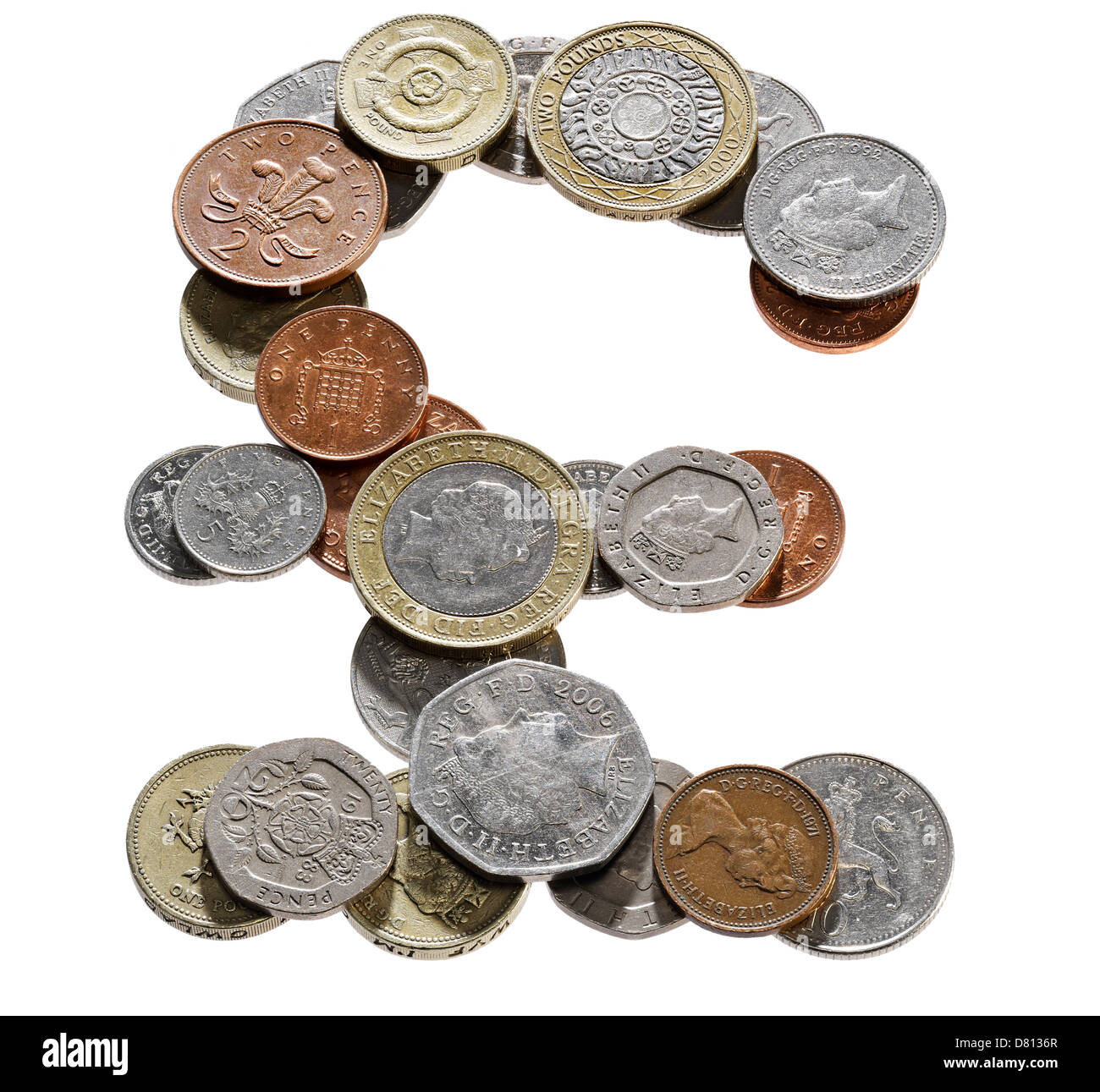 UK Coin font numbers letters words Stock Photo - Alamy