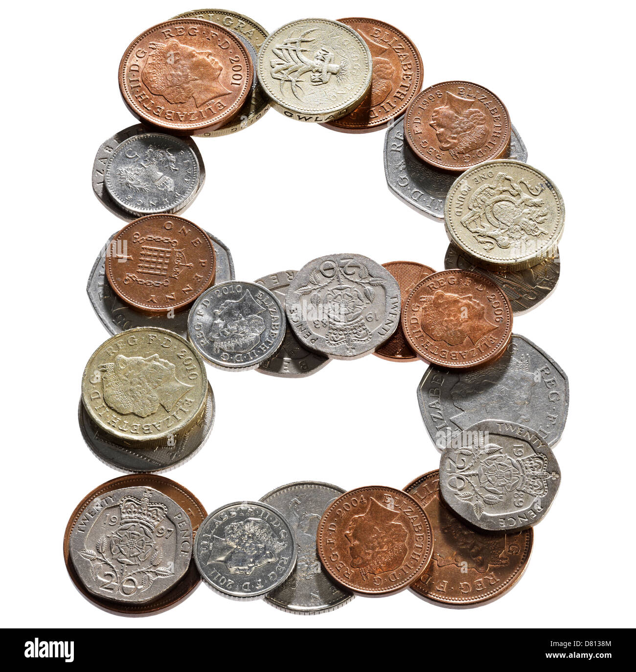 UK Coin font numbers letters words Stock Photo - Alamy
