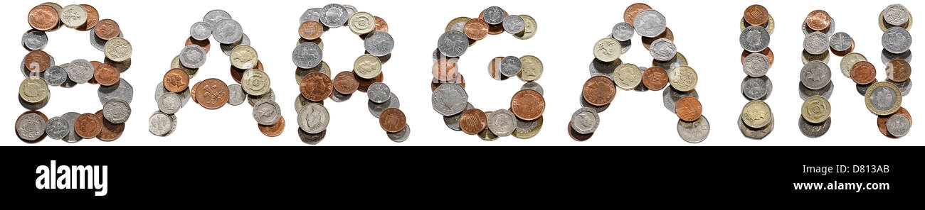 UK Coin font numbers letters words Stock Photo - Alamy