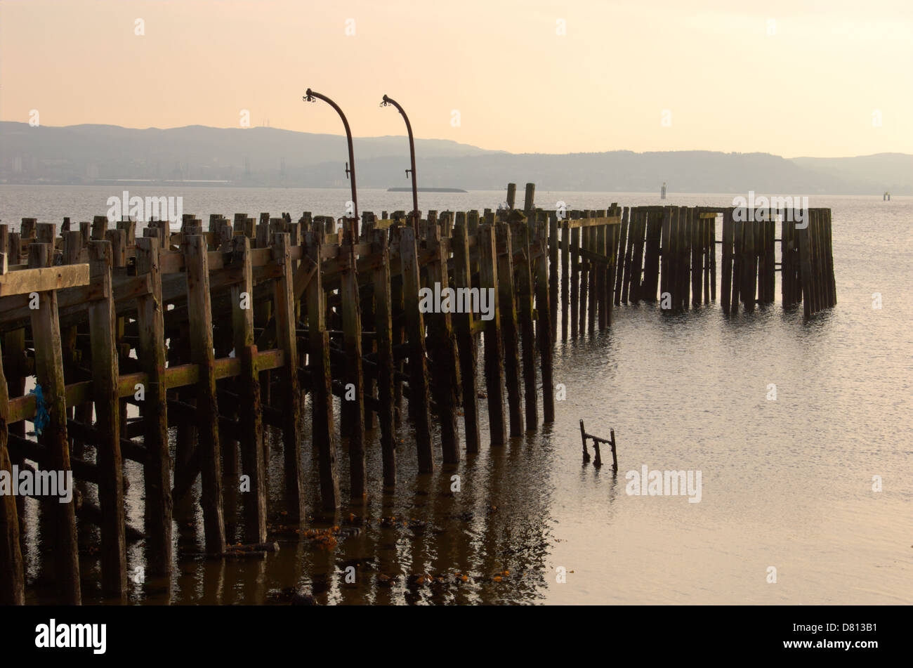 Derelict pier at Craigendoran on the Firth of Clyde, Scotland Stock ...