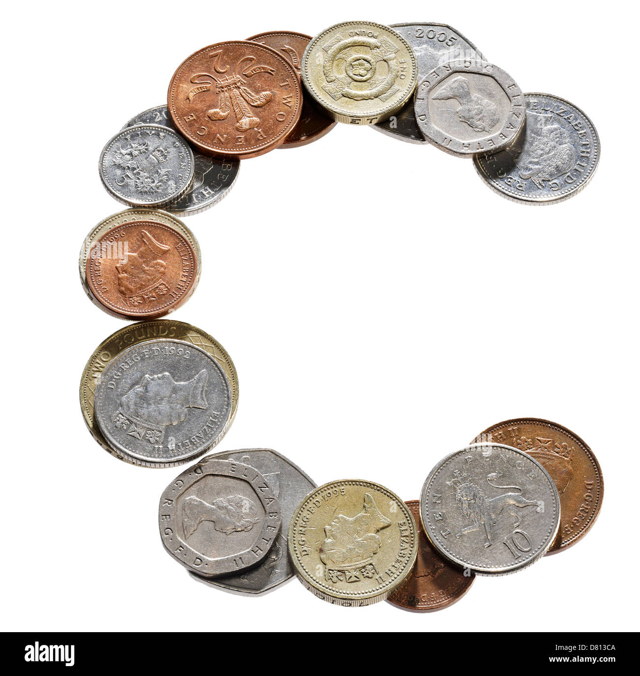 UK Coin font numbers letters words Stock Photo - Alamy