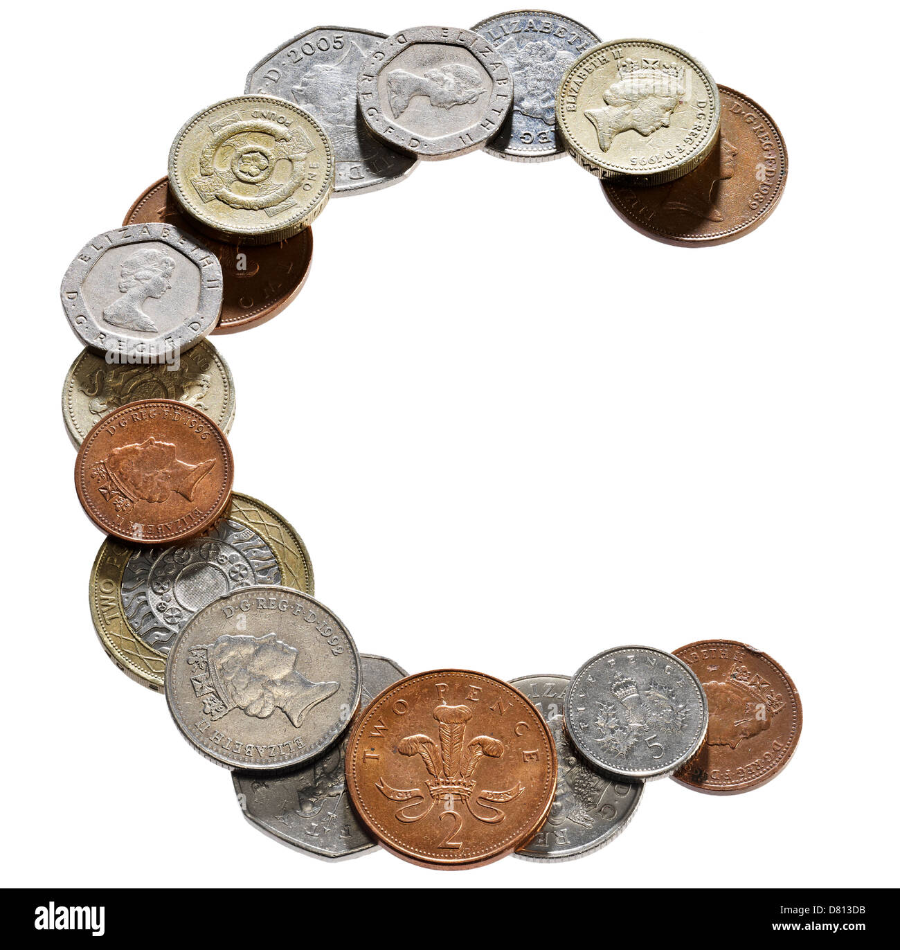 UK Coin font numbers letters words Stock Photo - Alamy