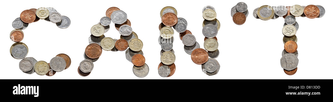 UK Coin font numbers letters words Stock Photo - Alamy
