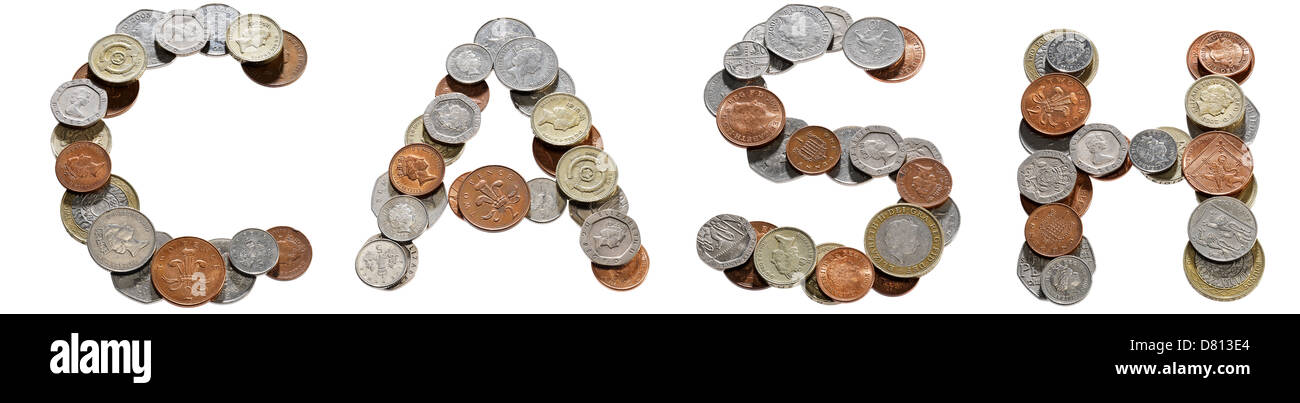 UK Coin font numbers letters words Stock Photo - Alamy
