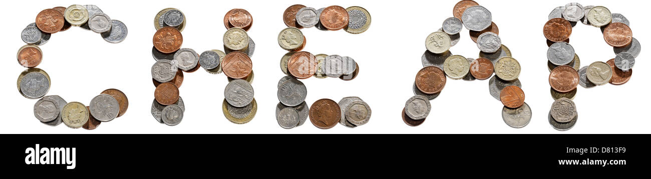 UK Coin font numbers letters words Stock Photo - Alamy