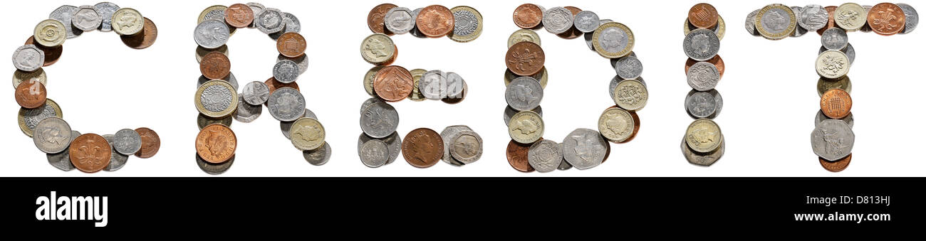 UK Coin font numbers letters words Stock Photo - Alamy