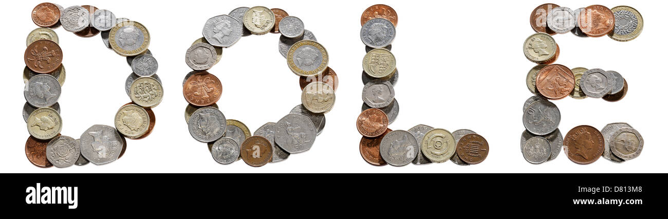 UK Coin font numbers letters words Stock Photo - Alamy