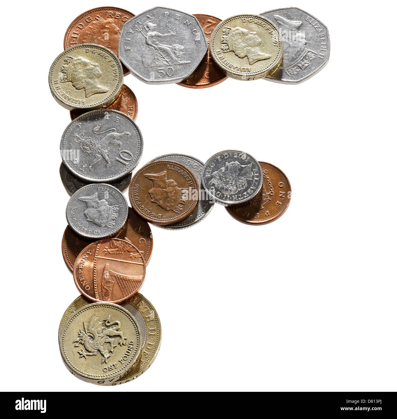 UK Coin font numbers letters words Stock Photo - Alamy