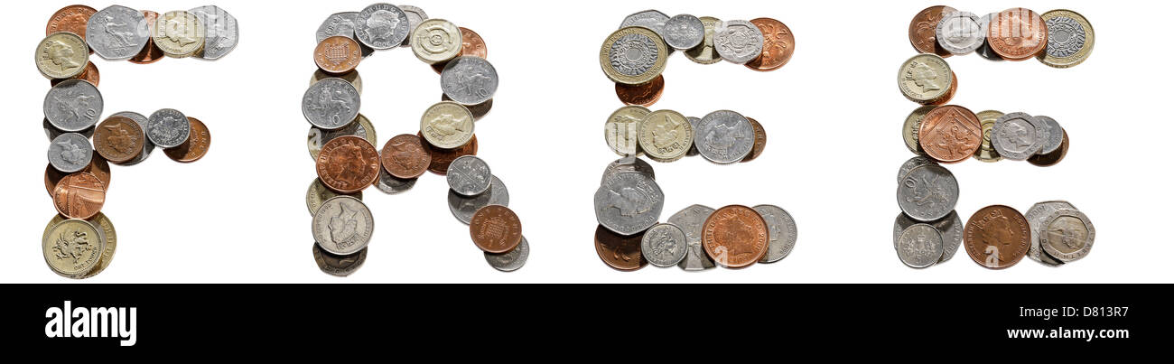 UK Coin font numbers letters words Stock Photo - Alamy