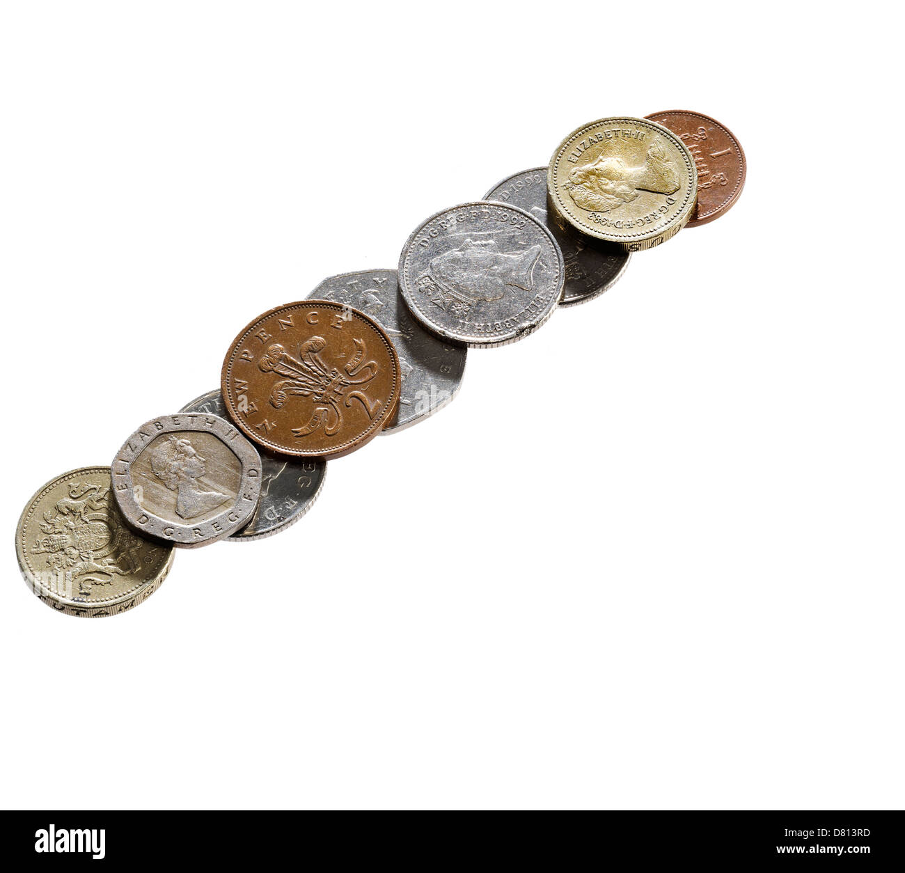 UK Coin font numbers letters words Stock Photo - Alamy