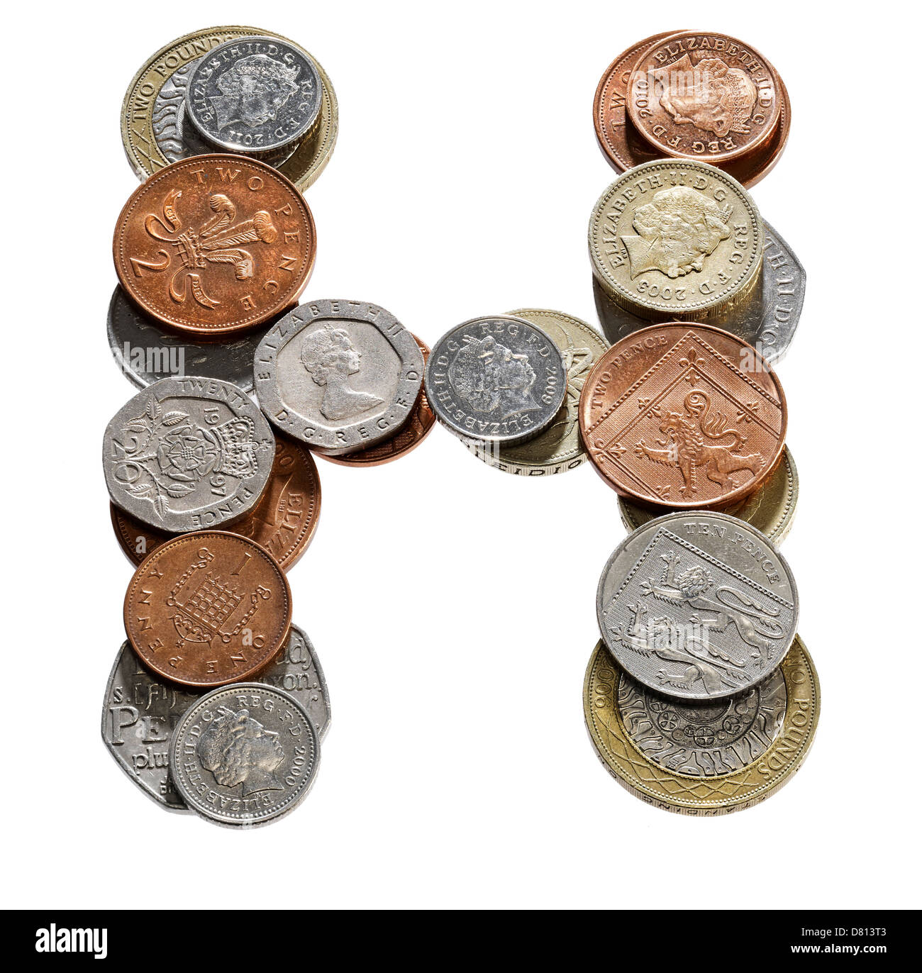 Uk coin font numbers letters hi-res stock photography and images - Alamy