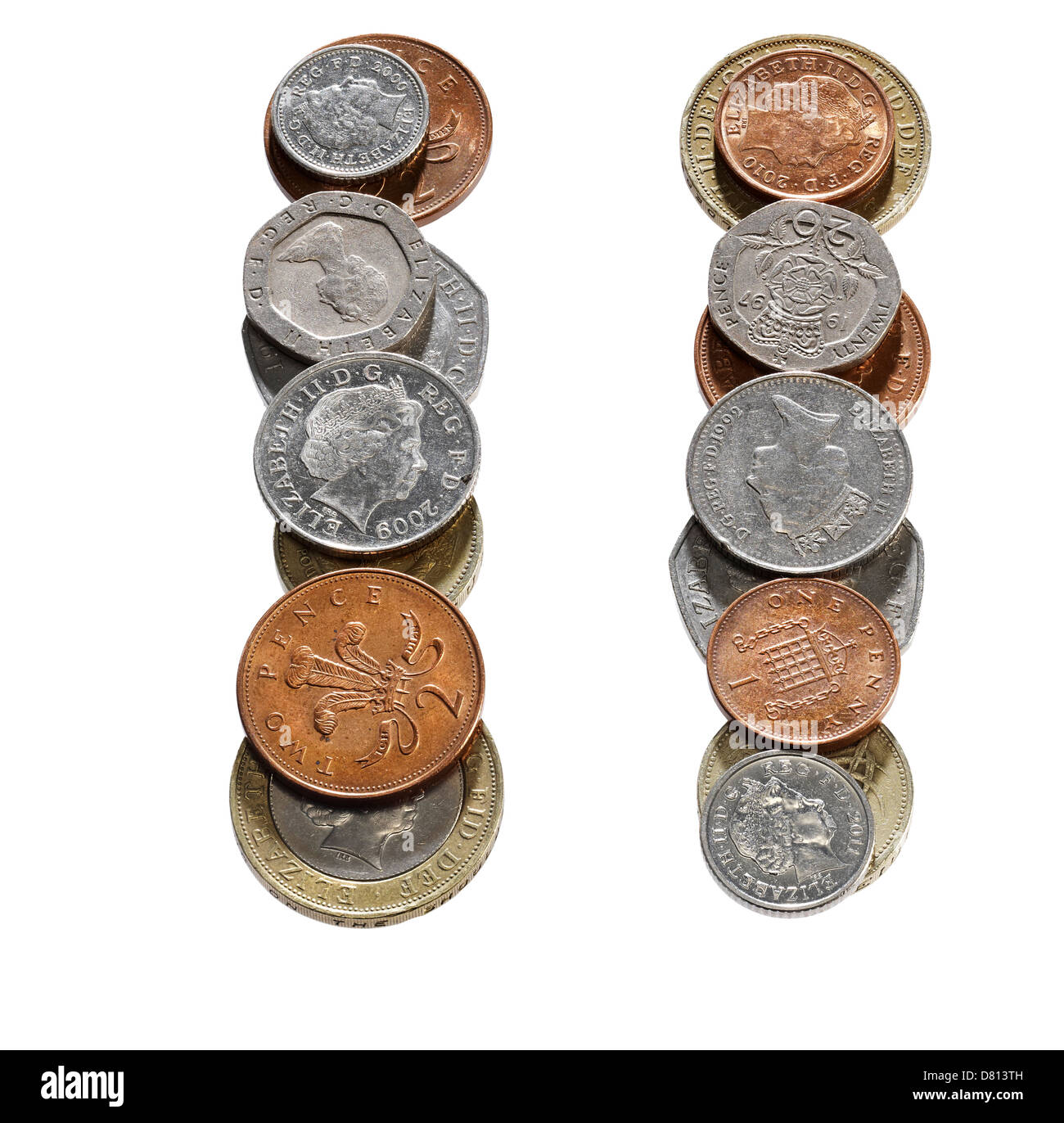 UK Coin font numbers letters words Stock Photo - Alamy