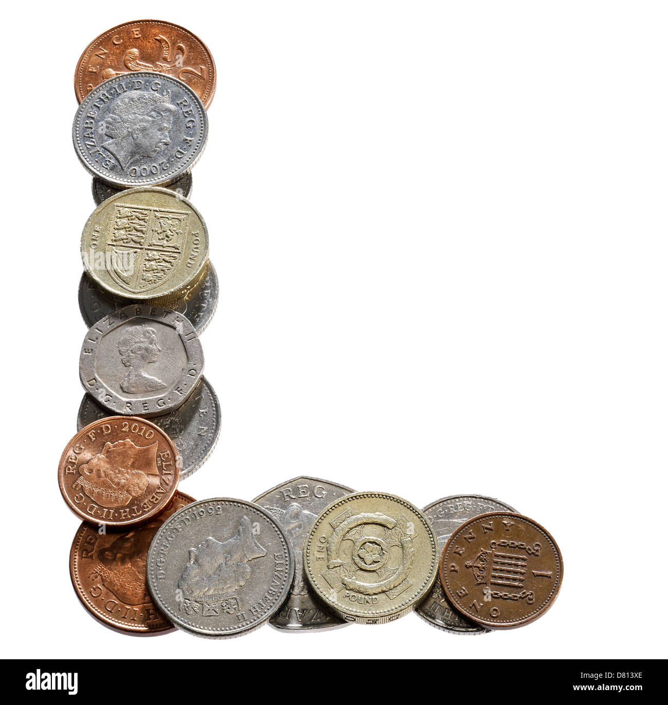 UK Coin font numbers letters words Stock Photo - Alamy