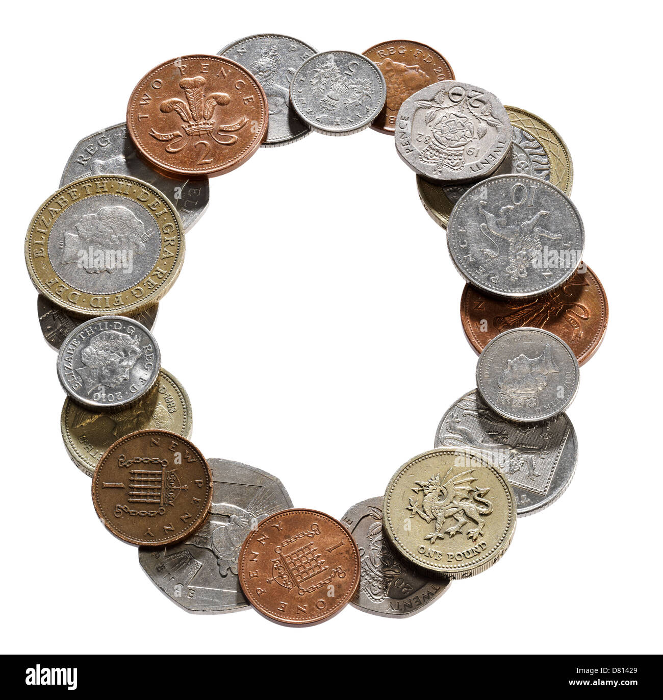 UK Coin font numbers letters words Stock Photo - Alamy