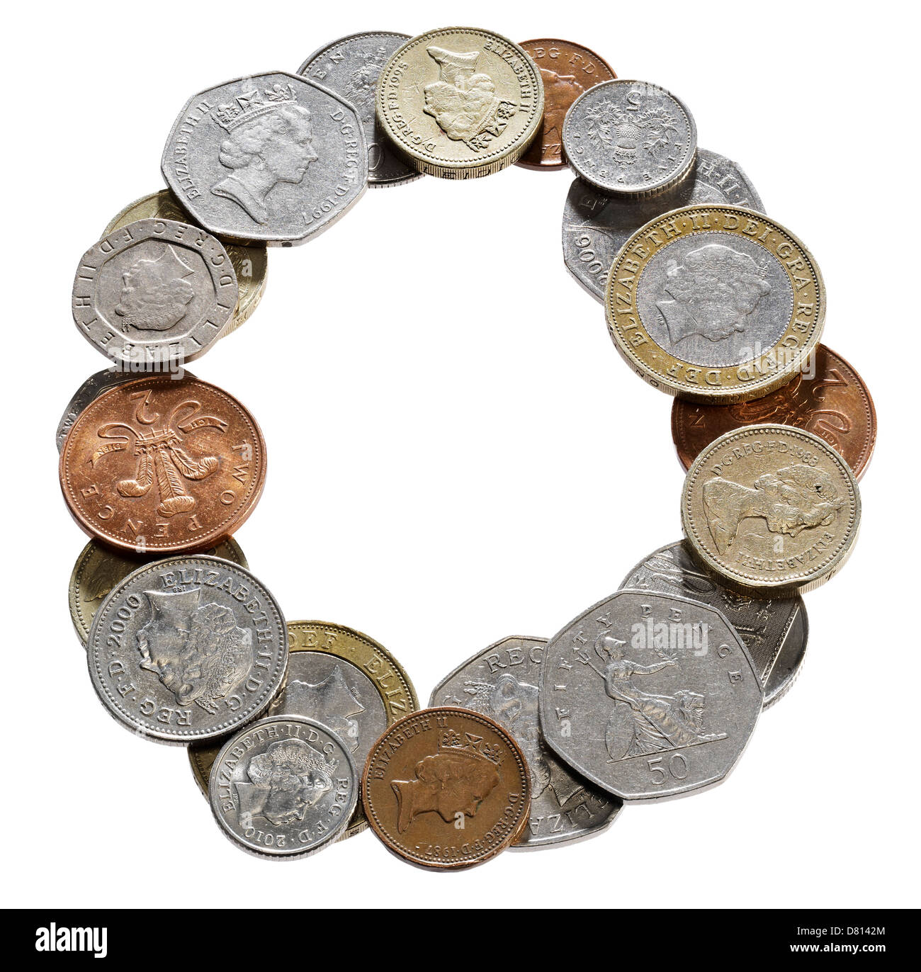 Uk coin font numbers letters hi-res stock photography and images - Alamy