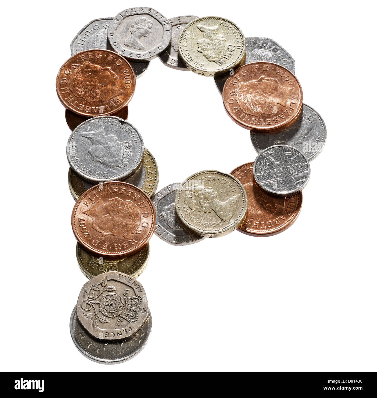 UK Coin font numbers letters words Stock Photo - Alamy