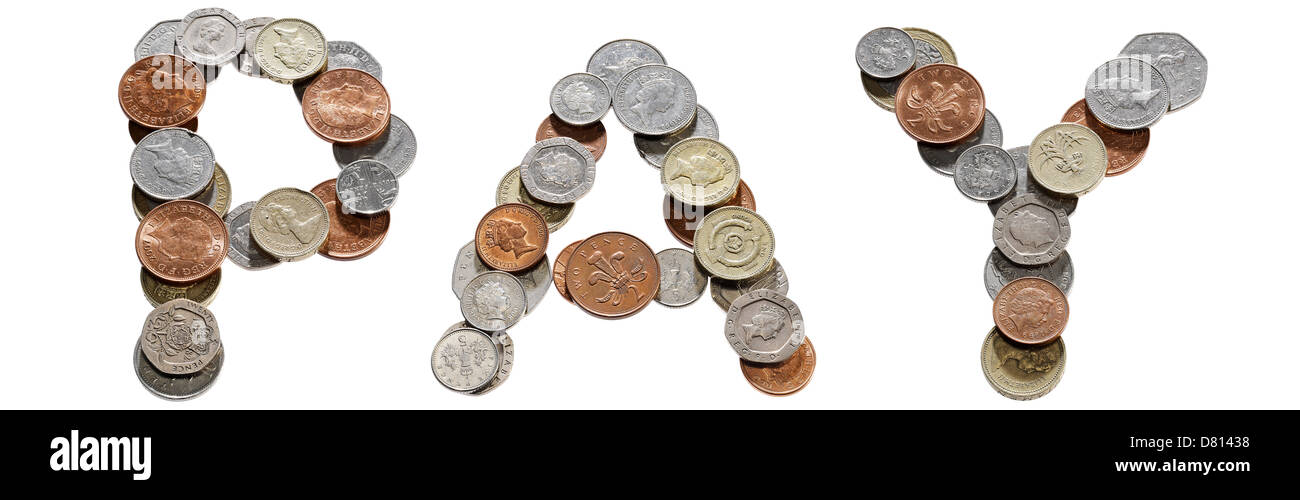 UK Coin font numbers letters words Stock Photo - Alamy