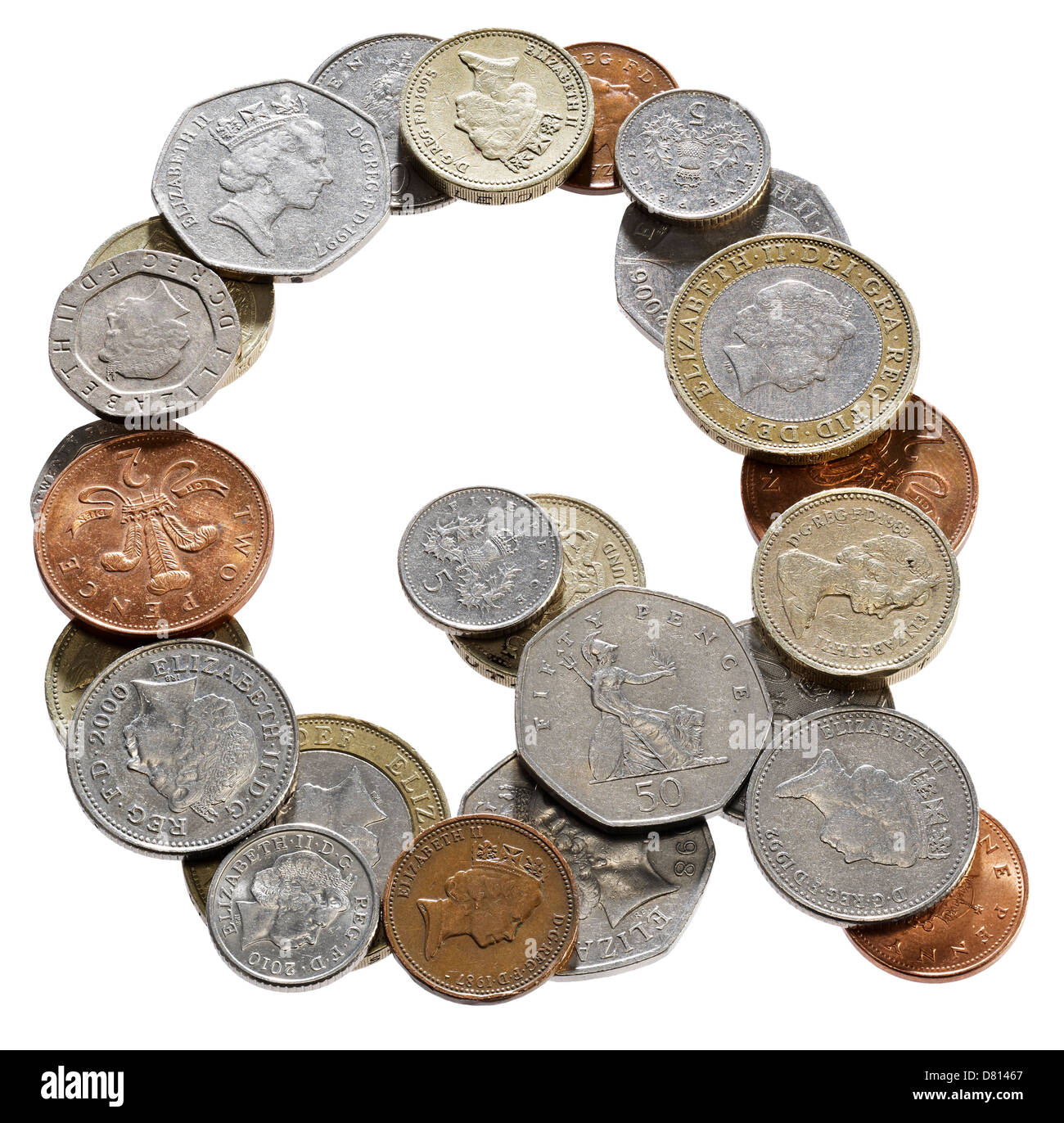 UK Coin font numbers letters words Stock Photo - Alamy