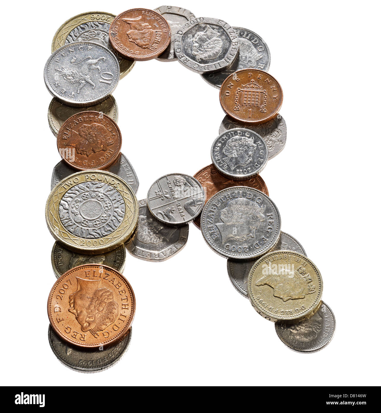 UK Coin font numbers letters words Stock Photo - Alamy
