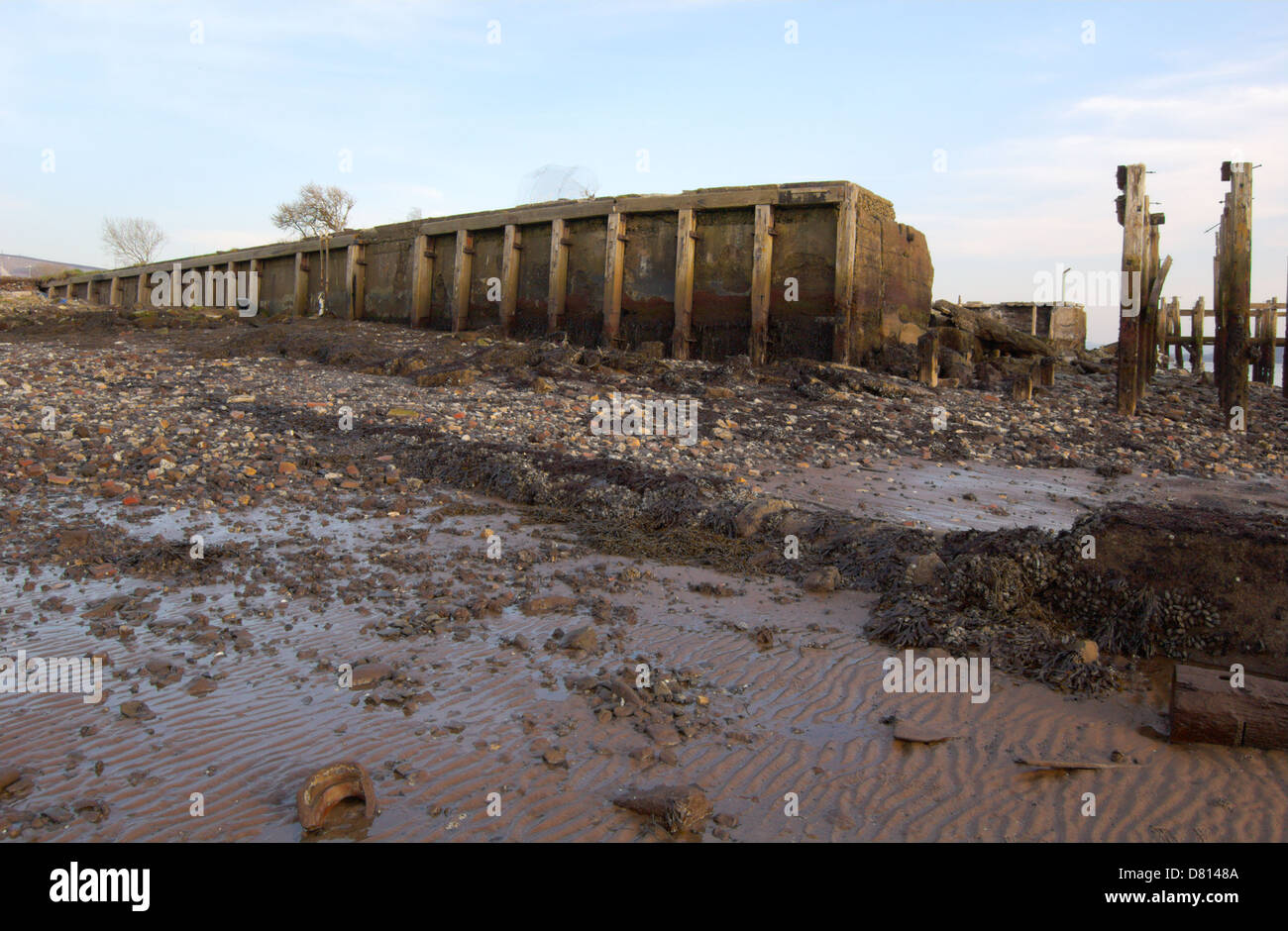 Pier remains at Craigendoran on the Firth of Clyde, Scotland Stock ...