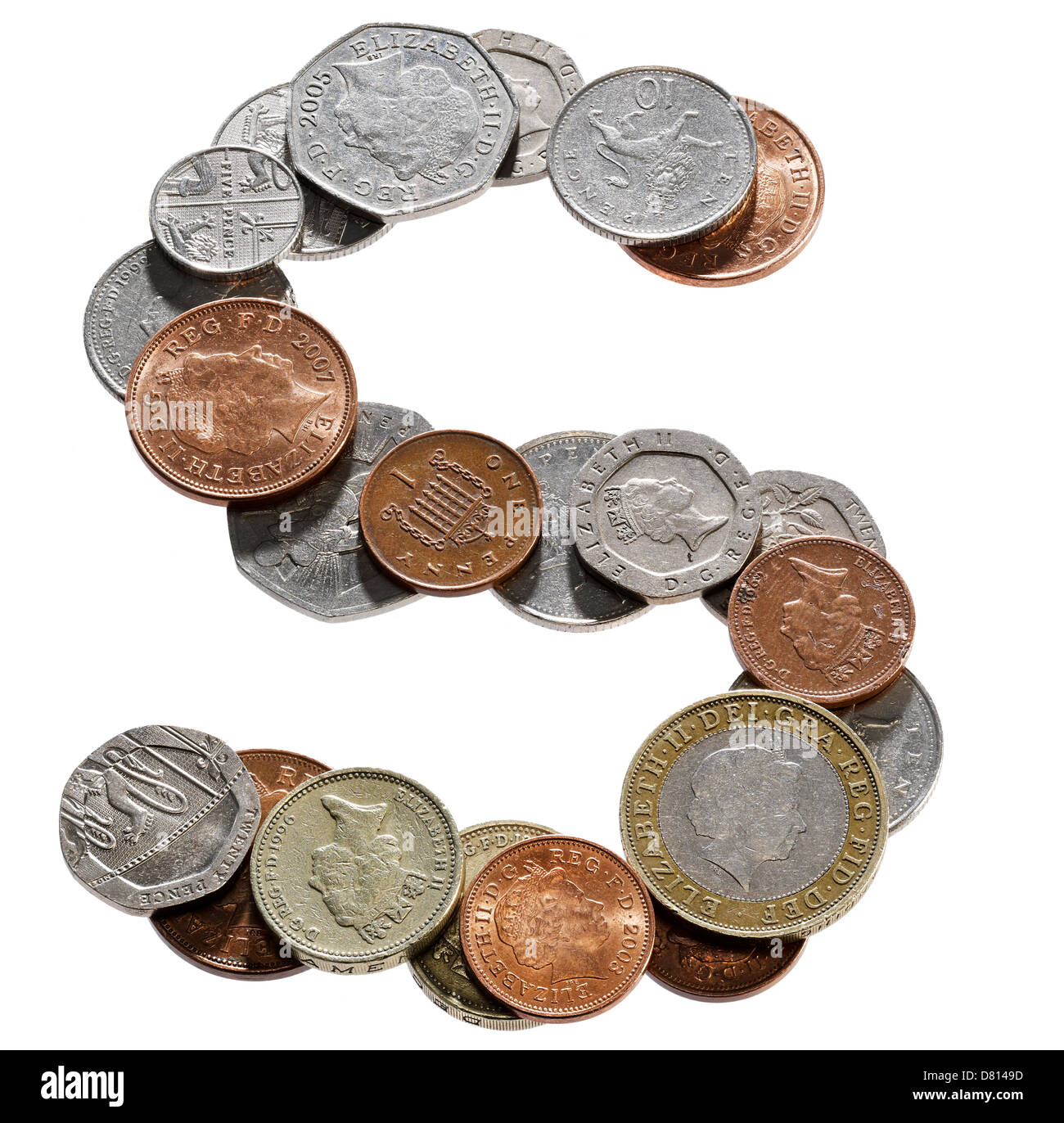 UK Coin font numbers letters words Stock Photo - Alamy