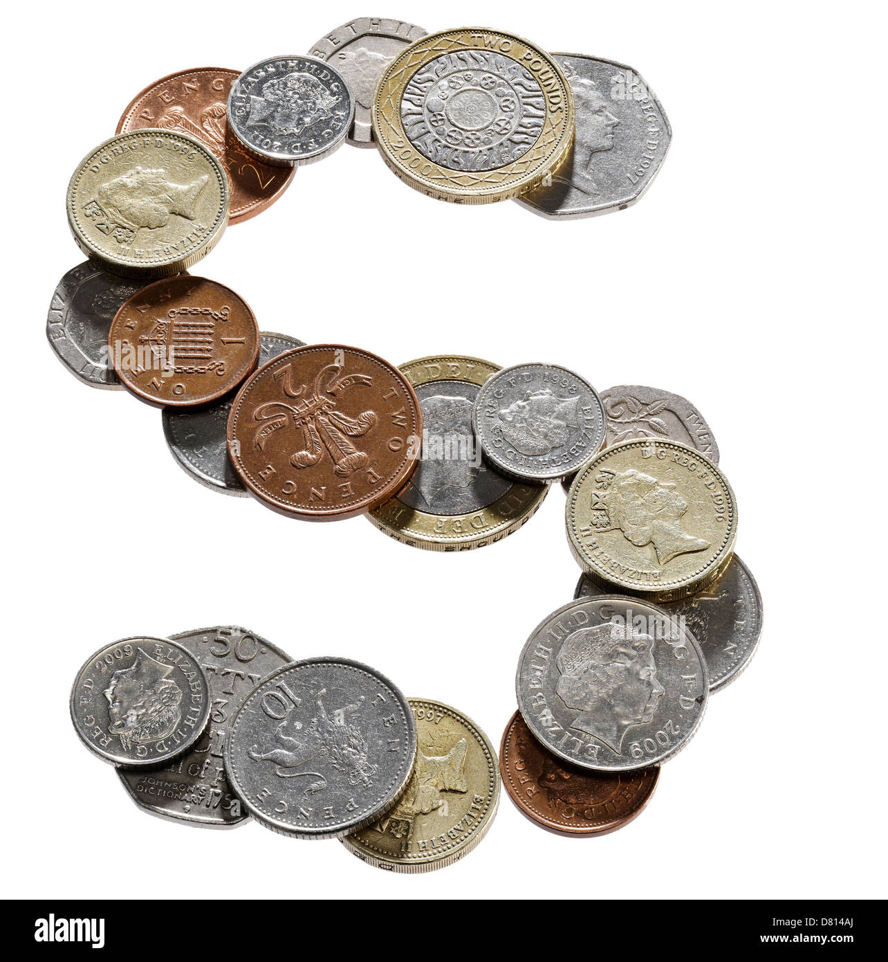 UK Coin font numbers letters words Stock Photo - Alamy