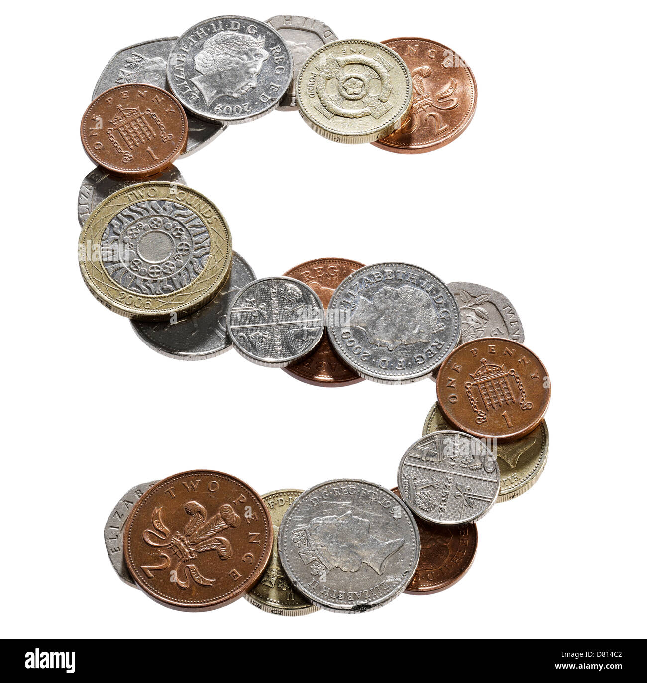 UK Coin font numbers letters words Stock Photo - Alamy