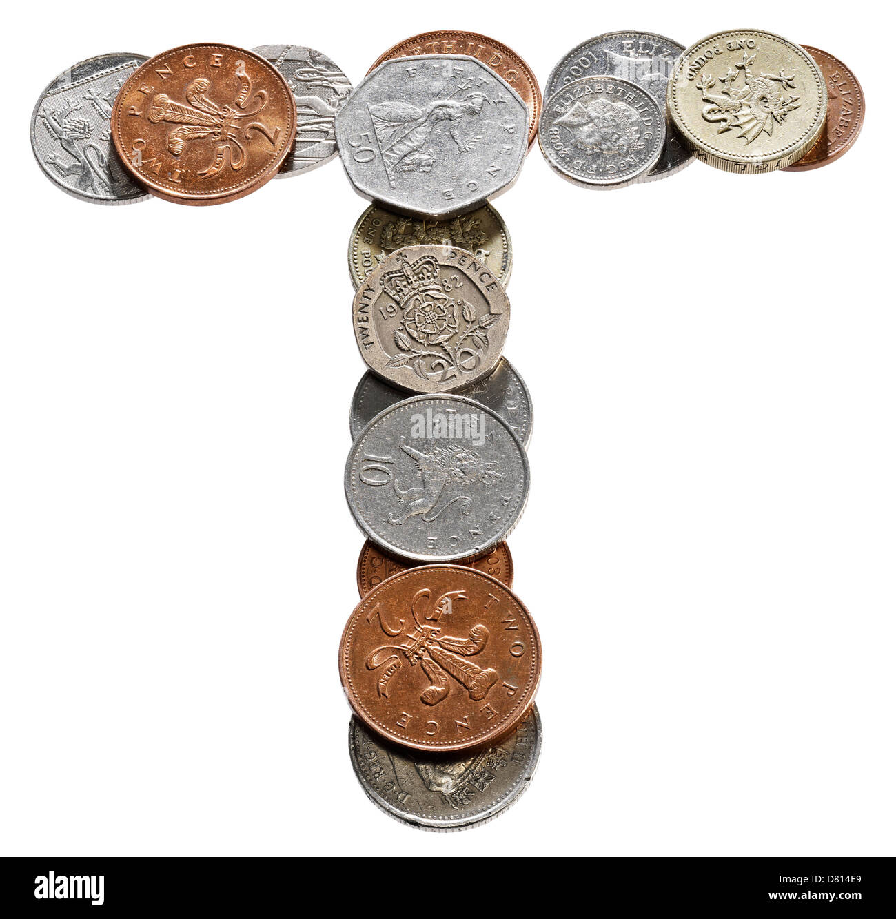 UK Coin font numbers letters words Stock Photo - Alamy