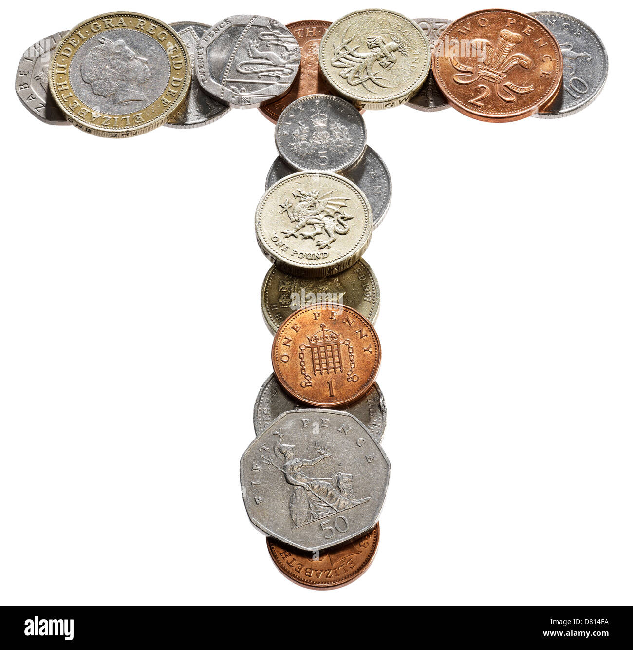 UK Coin font numbers letters words Stock Photo - Alamy