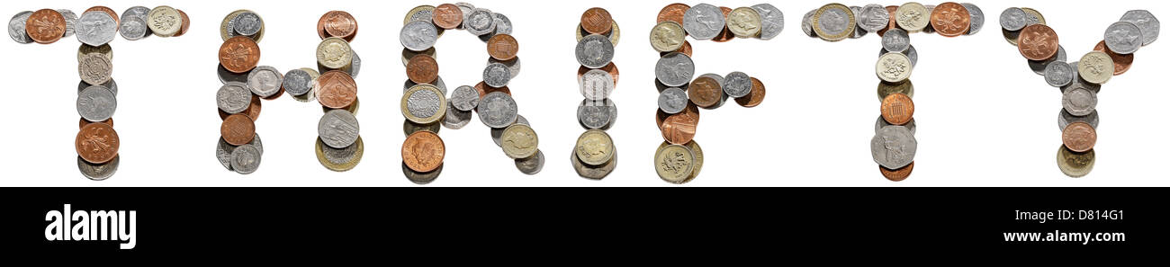 UK Coin font numbers letters words Stock Photo - Alamy