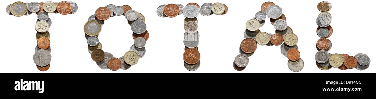 UK Coin font numbers letters words Stock Photo - Alamy