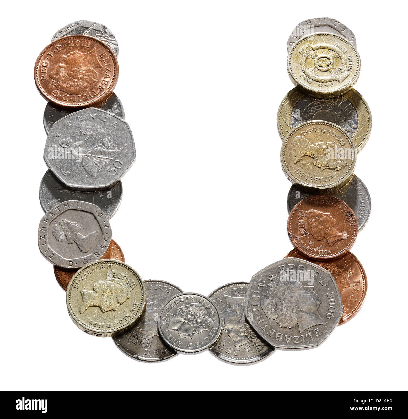 UK Coin font numbers letters words Stock Photo - Alamy
