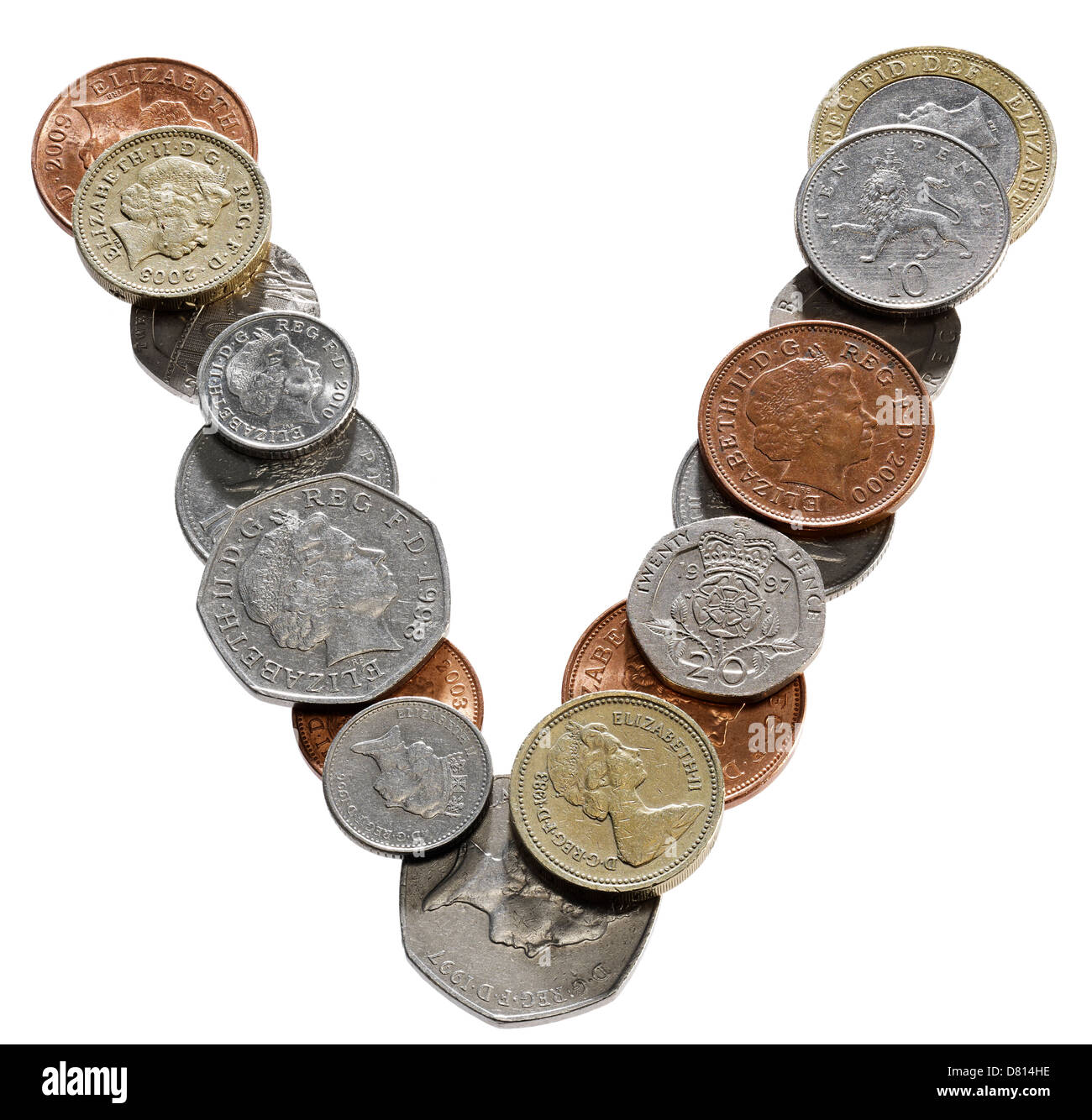 UK Coin font numbers letters words Stock Photo - Alamy