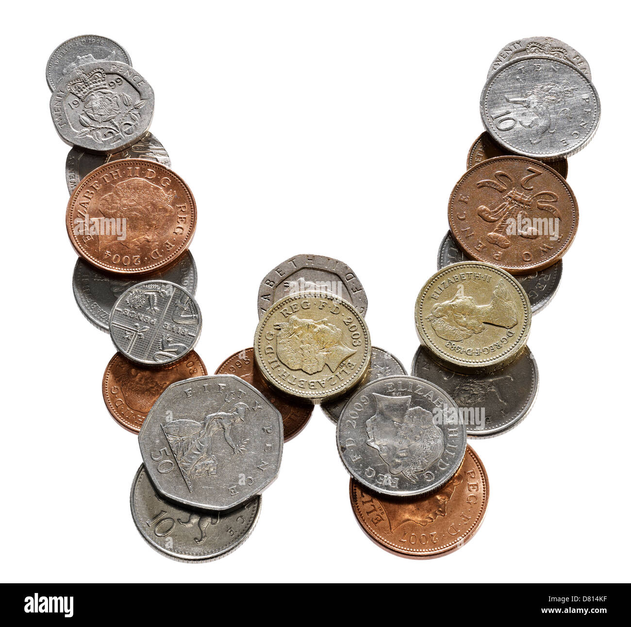 UK Coin font numbers letters words Stock Photo - Alamy