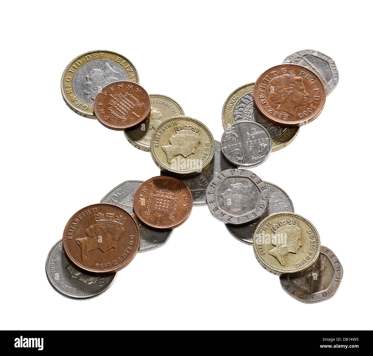 UK Coin font numbers letters words Stock Photo - Alamy
