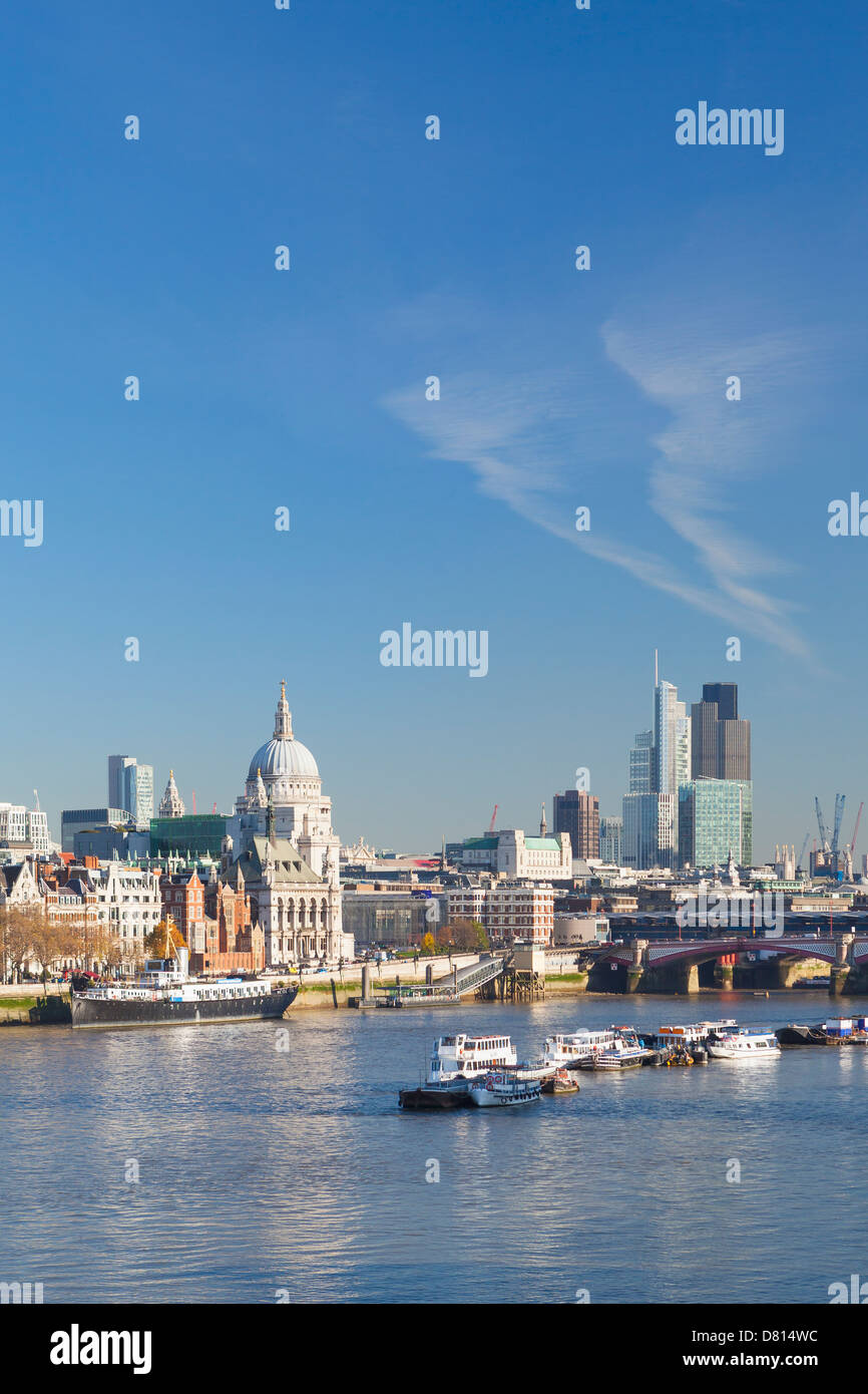 London skyline and river Thames, London, England Stock Photo - Alamy
