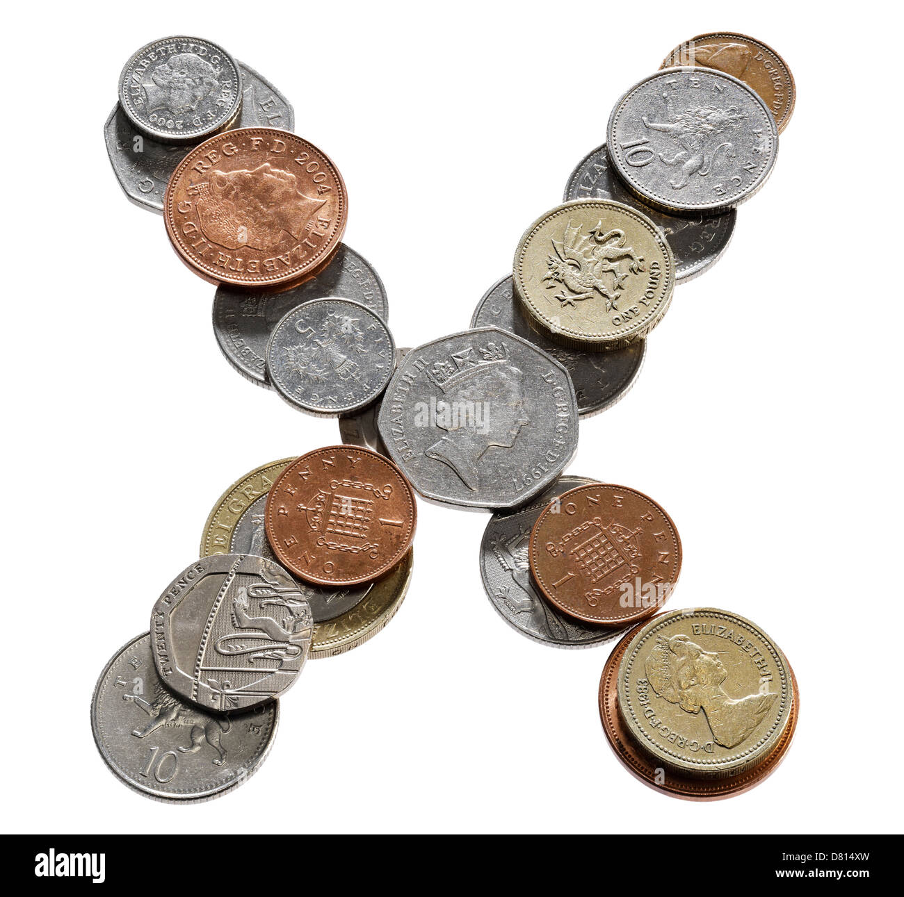 UK Coin font numbers letters words Stock Photo - Alamy