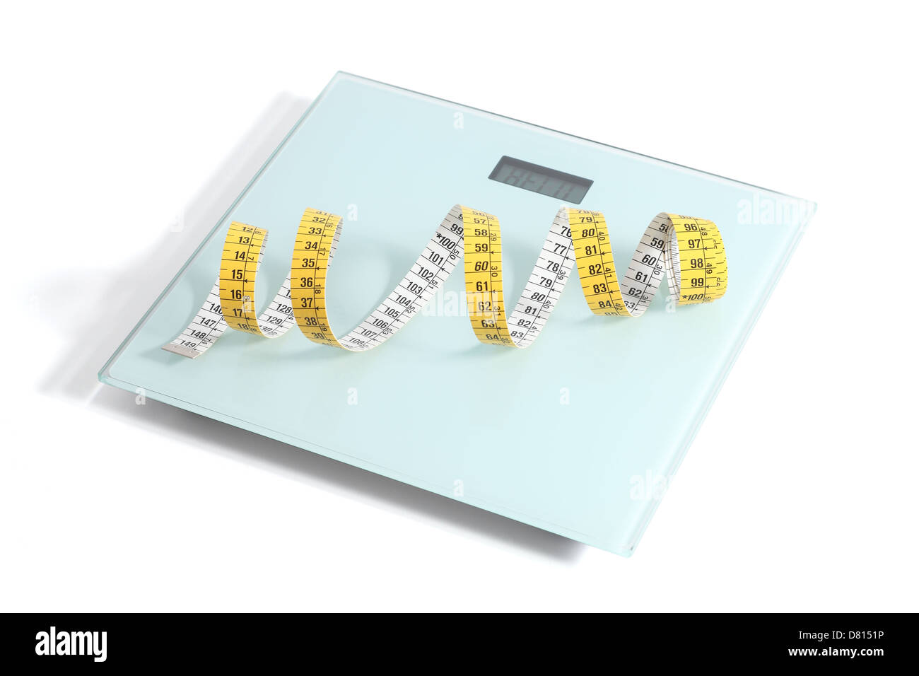 Scale with a tape measure isolated on a white background Stock Photo ...